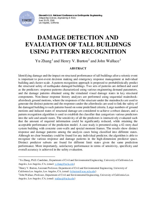 (PDF) Damage Detection and Evaluation of Tall Buildings Using Pattern Recognition