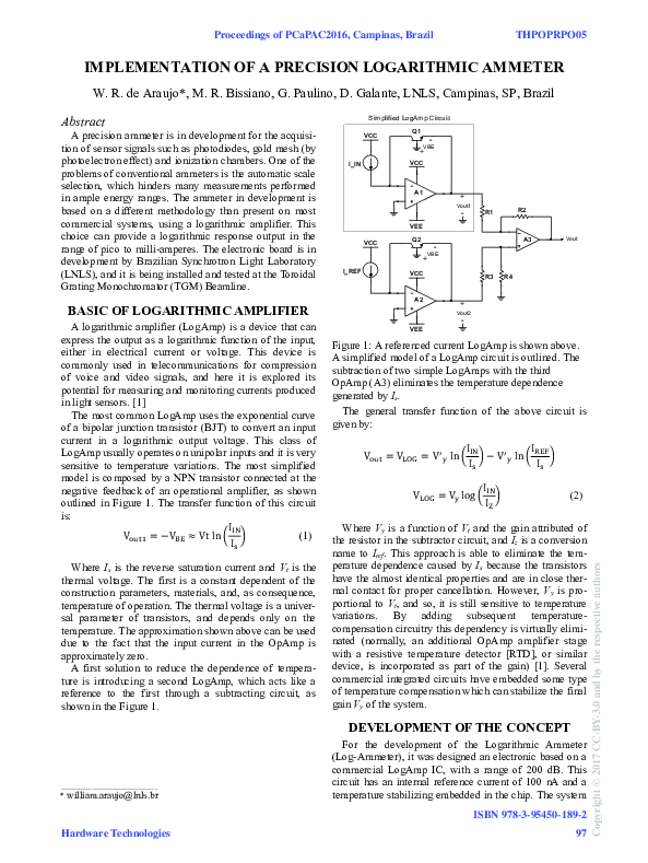 (PDF) Implementation of a Precision Logarithmic Ammeter