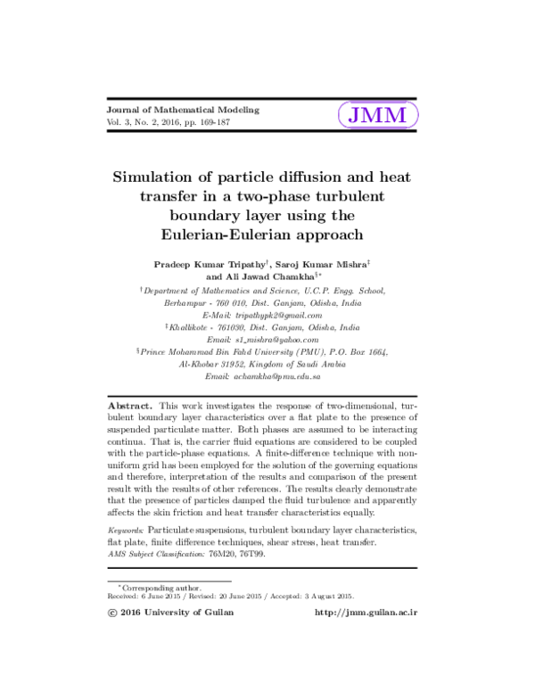 (PDF) Simulation of particle diffusion and heat transfer in a two-phase ...