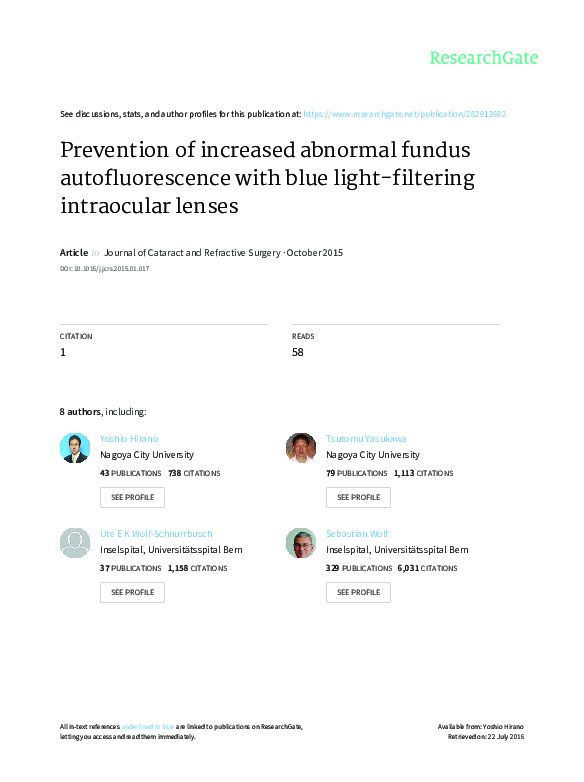 (PDF) Prevention of increased abnormal fundus autofluorescence with ...