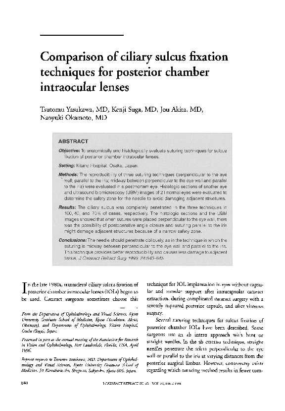 (PDF) Comparison of ciliary sulcus fixation techniques for posterior ...