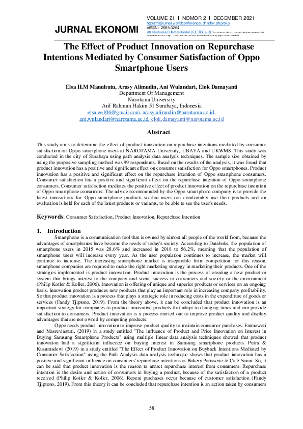(PDF) The Effect of Product Innovation on Repurchase Intentions ...