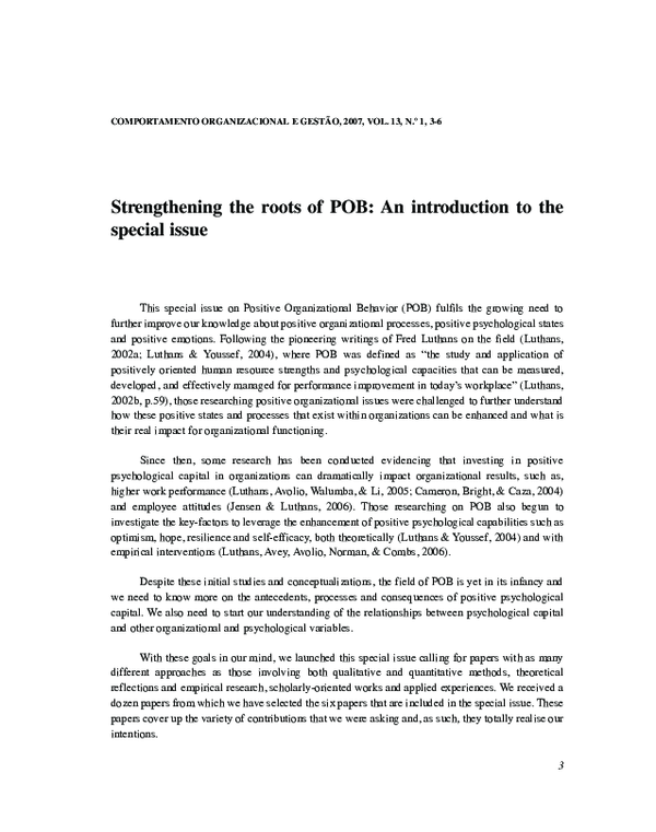 (PDF) Strengthening the roots of POB: An introduction to the special issue
