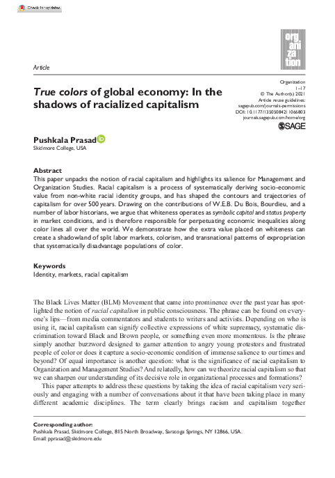 (PDF) True colors of global economy: In the shadows of racialized ...