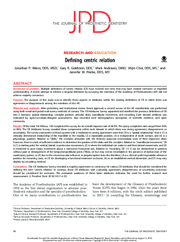 (PDF) Defining centric relation