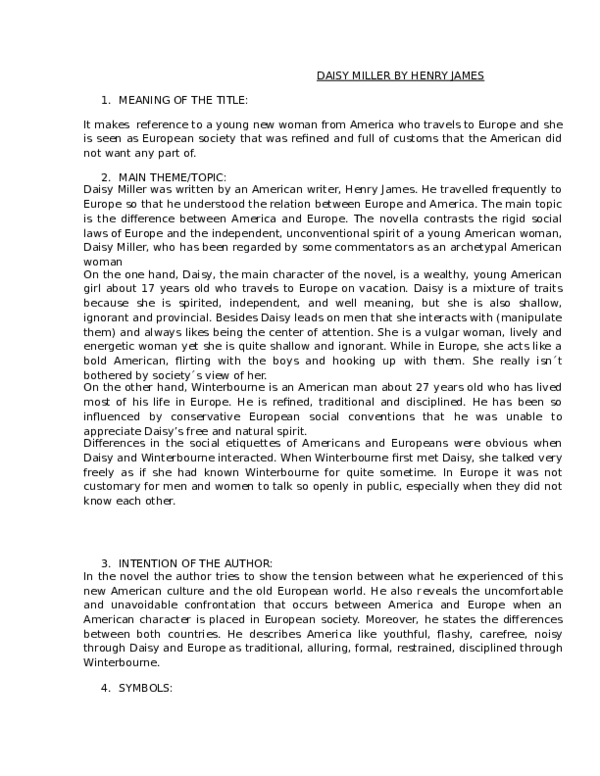 (PDF) Daisy Miller Analysis