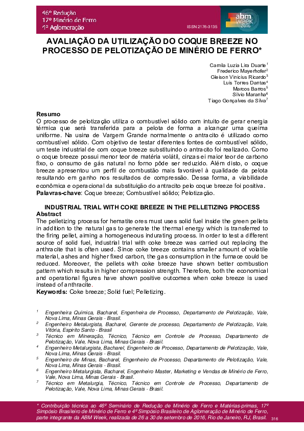 (PDF) Avaliação Da Utilização Do Coque Breeze No Processo De ...