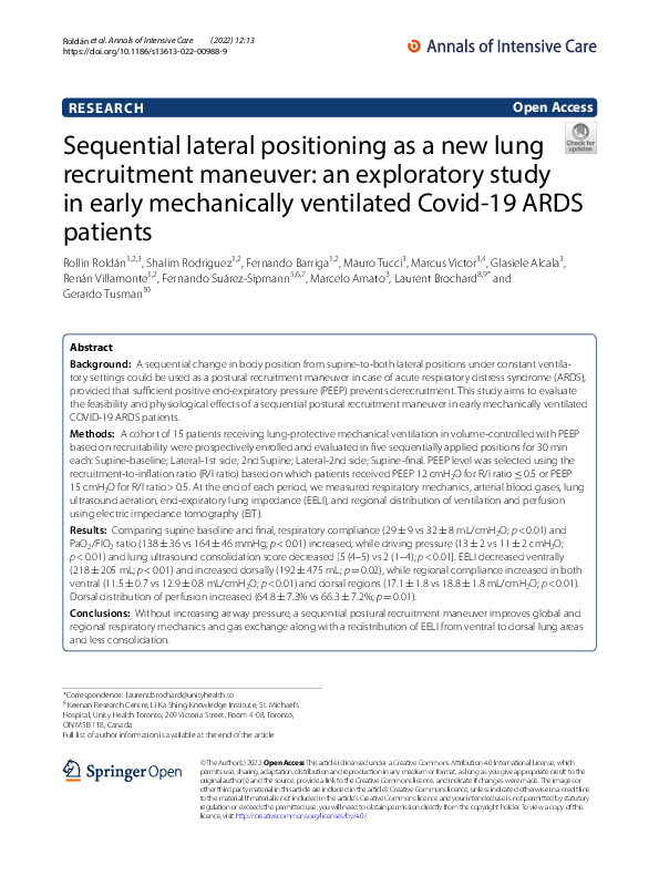 (PDF) Sequential lateral positioning as a new lung recruitment maneuver ...