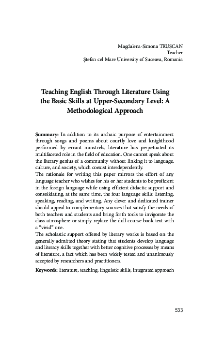 (PDF) Teaching English Through Literature Using the Basic Skills at ...