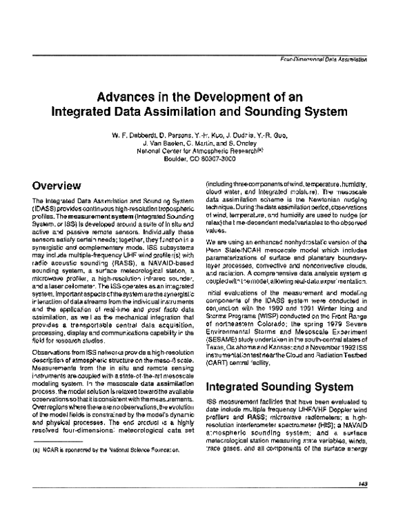(PDF) Overview The Integrated Data Assimilation and Sounding System
