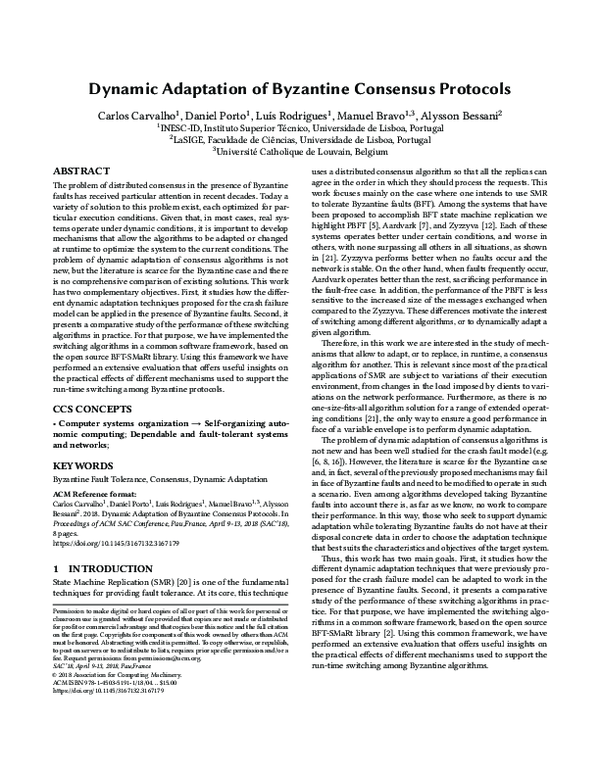 (PDF) Dynamic adaptation of byzantine consensus protocols