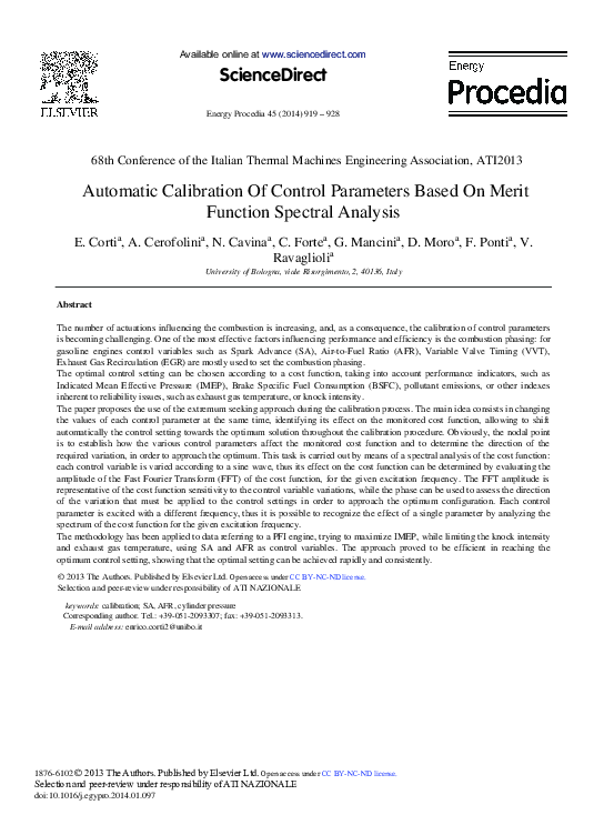 (PDF) Automatic calibration of control parameters based on merit function spectral analysis