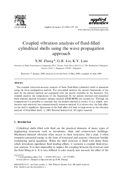 (PDF) Coupled vibration analysis of fluid-filled cylindrical shells using the wave propagation ...