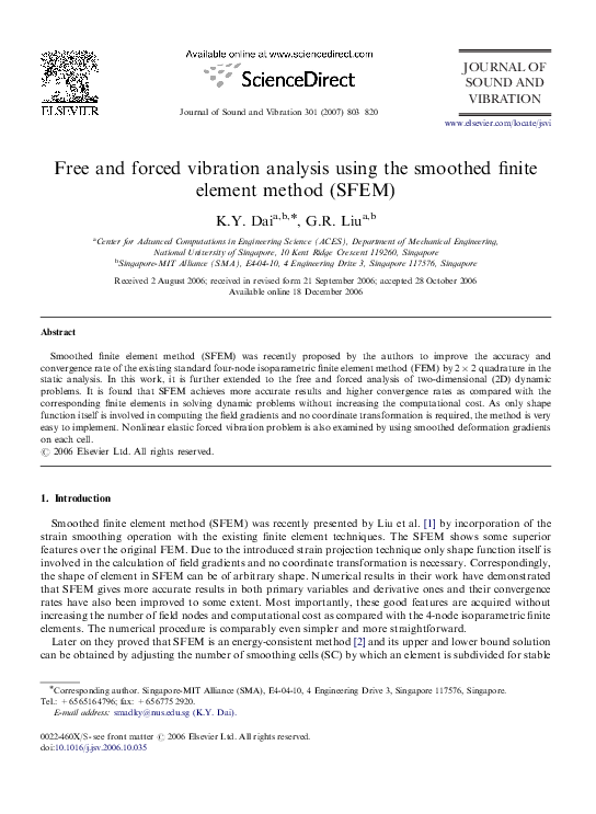 (PDF) Enhanced Dynamic Analysis with Smoothed Finite Element Method