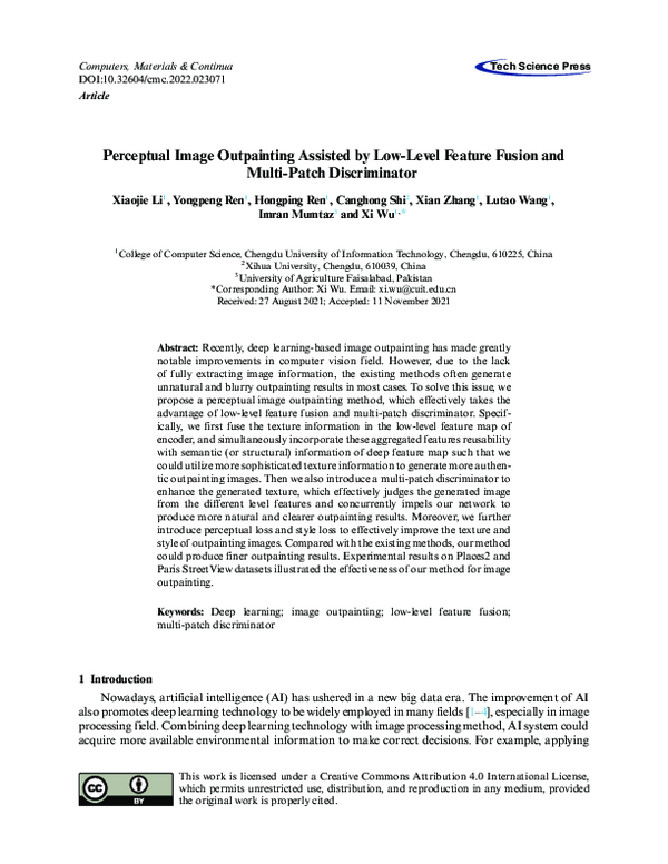 (PDF) Perceptual Image Outpainting Assisted by Low-Level Feature Fusion ...