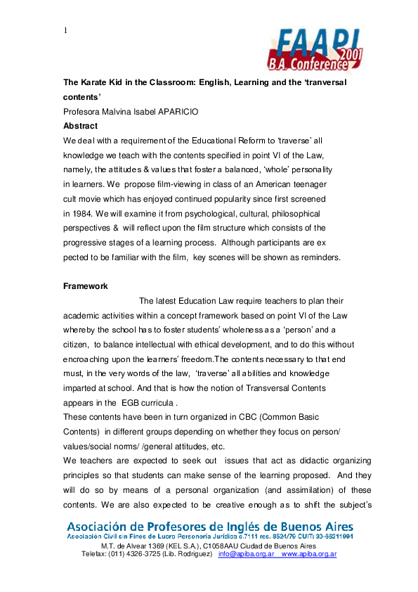 (PDF) The Karate Kid in the Classroom: English, Learning and the ...