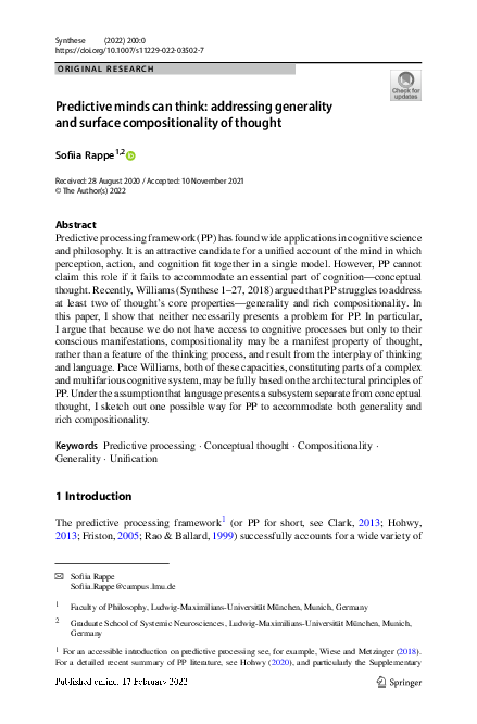 (PDF) Predictive minds can think: addressing generality and surface ...