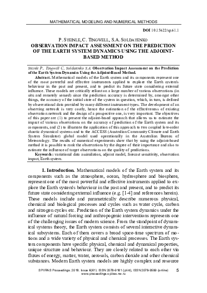 (PDF) Observation Impact Assessment on the Prediction of the Earth System Dynamics Using the ...