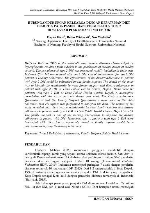 (PDF) Hubungan Dukungan Keluarga Dengan Kepatuhan Diet Diabetes Pada ...