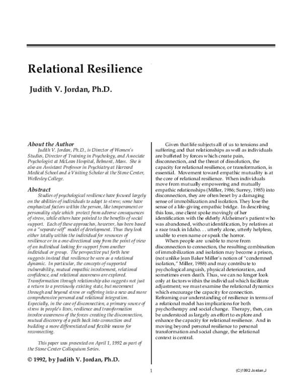 (PDF) Relational Resilience