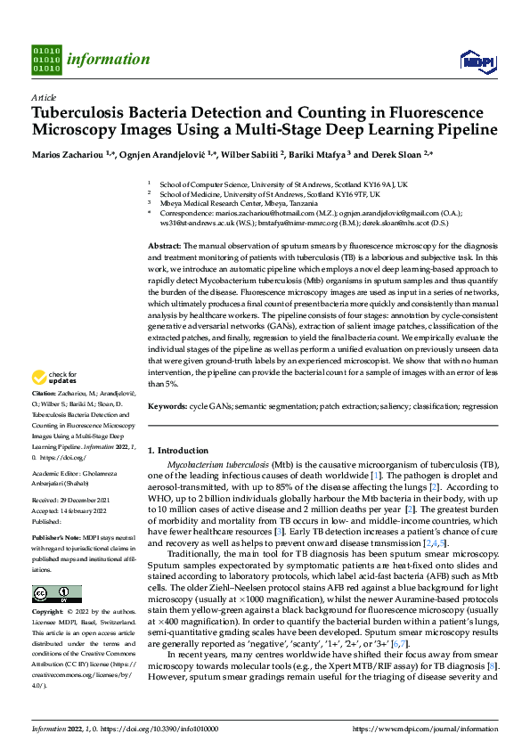 Pdf Tuberculosis Bacteria Detection And Counting In Fluorescence Microscopy Images Using A
