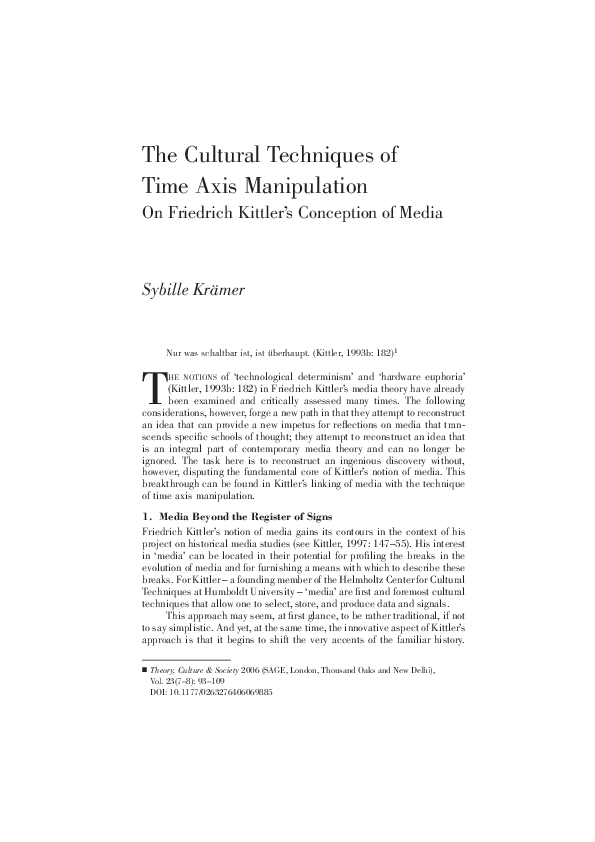 (PDF) The Cultural Techniques of Time Axis Manipulation