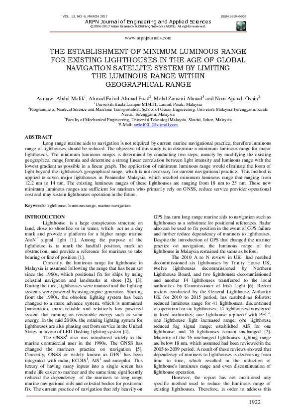 (PDF) The establishment of minimum luminous range for existing ...