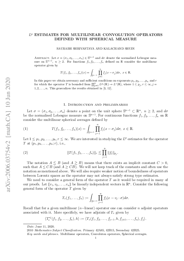 (PDF) Lp estimates for multilinear convolution operators defined with ...