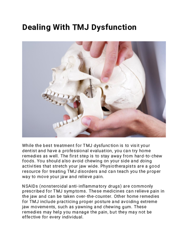 (PDF) Dealing With TMJ Dysfunction