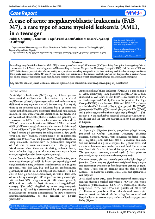 (PDF) Aggressive bone destruction in acute megakaryocytic leukemia: a ...