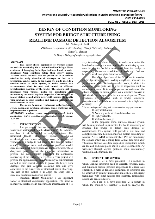 (PDF) Design of Condition Monitoring System for Bridge Structure Using Realtime Damage Detection ...