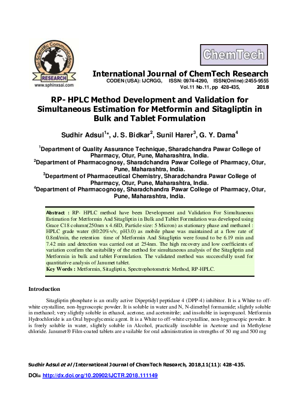Pdf Rp Hplc Method Development And Validation For Simultaneous