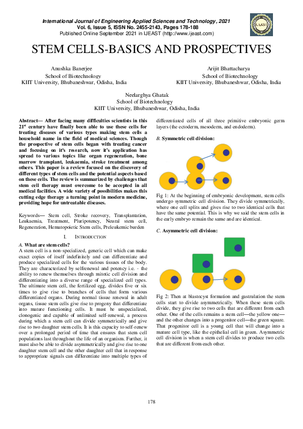 (PDF) STEM CELLS-BASICS AND PROSPECTIVES, IJEAST