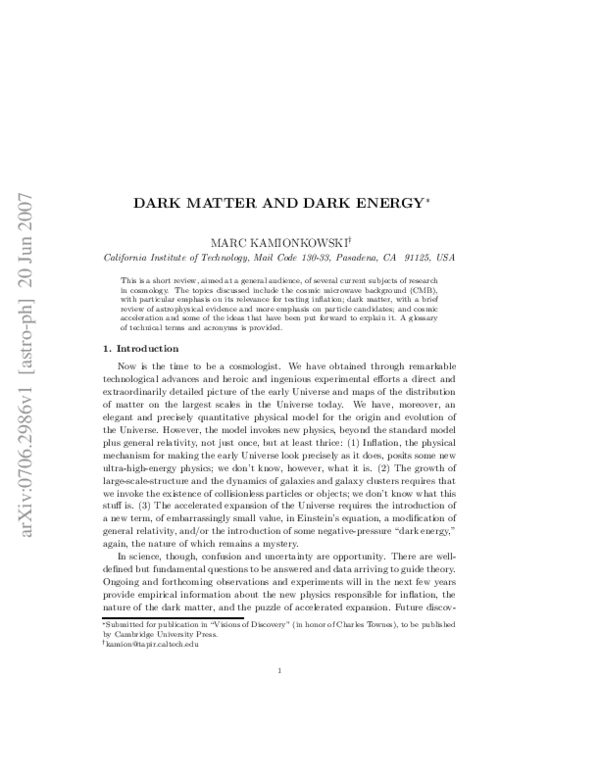 (PDF) Dark Matter and Dark Energy