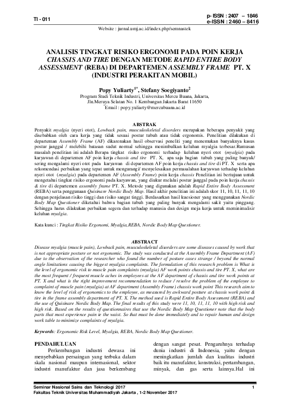 (PDF) Analisis Tingkat Risiko Ergonomi Pada Poin Kerja Chassis and Tire ...