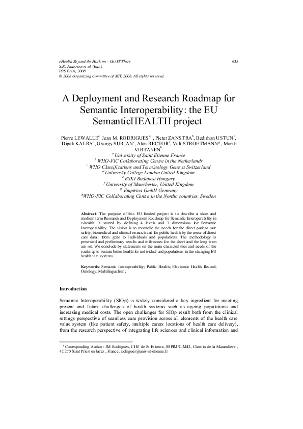 (PDF) A deployment and Research Roadmap for Semantic Interoperability ...
