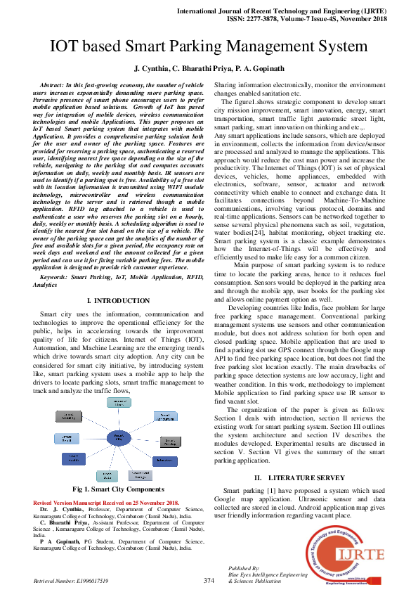 (PDF) IOT based smart parking management system
