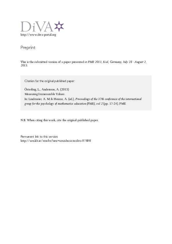 (PDF) Measuring Immeasurable Values