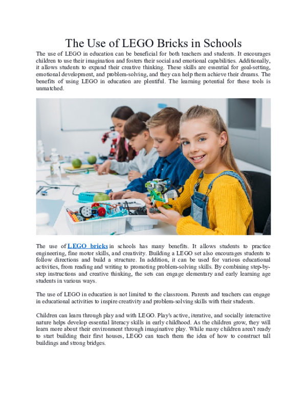 (DOC) The Use of LEGO Bricks in Schools