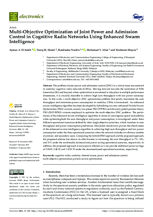 (PDF) Multi-Objective Optimization of Joint Power and Admission Control in Cognitive Radio ...