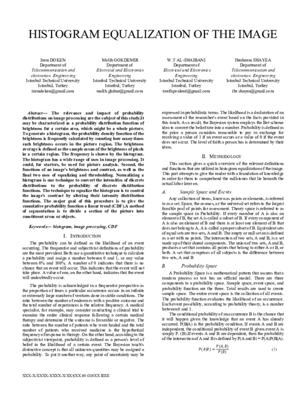 (PDF) Histogram Equalization Of The Image | ibraheem shayea - Academia.edu