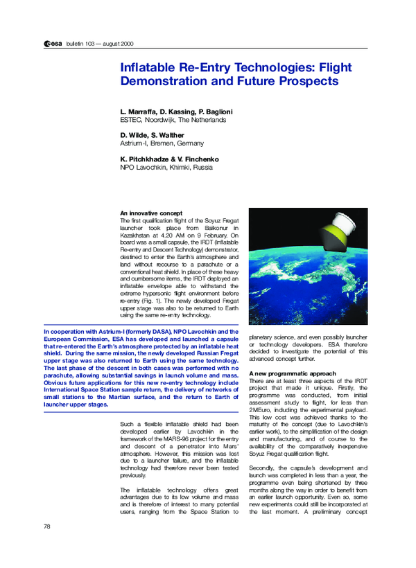 (PDF) Inflatable Re-Entry Technologies : Flight Demonstration and ...
