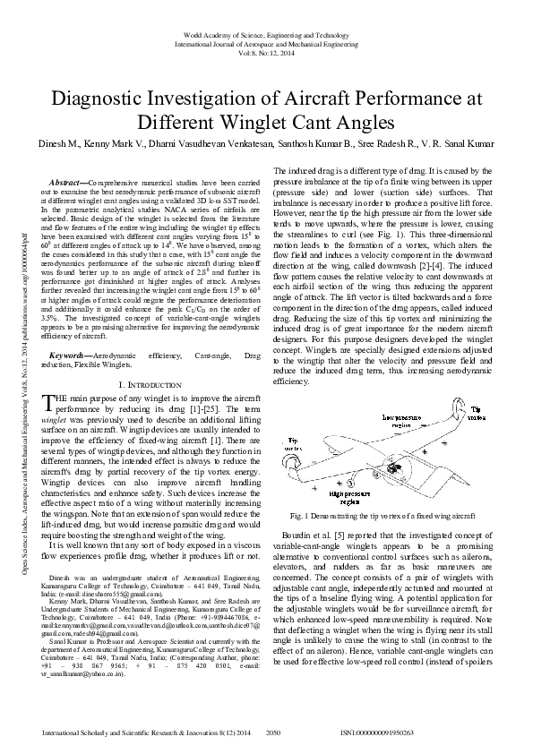 (PDF) Diagnostic Investigation of Aircraft Performance at Different ...