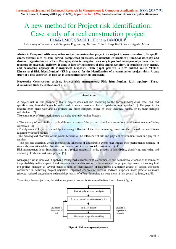 (PDF) A new method for Project risk identification: Case study of a ...
