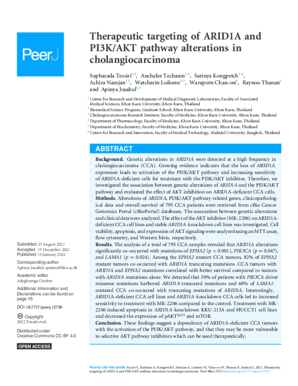 (PDF) Therapeutic targeting of ARID1A and PI3K/AKT pathway alterations ...