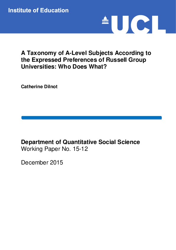 (PDF) A Taxanomy of A-Level Subjects According to the Expressed ...