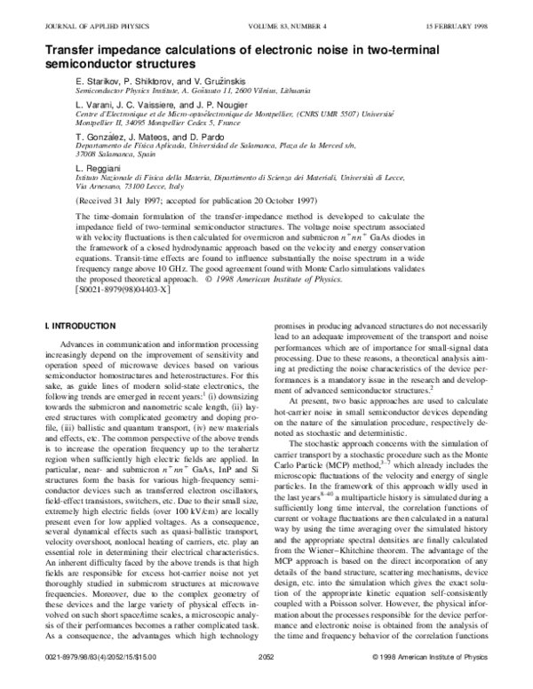 (PDF) Transfer impedance calculations of electronic noise in two ...