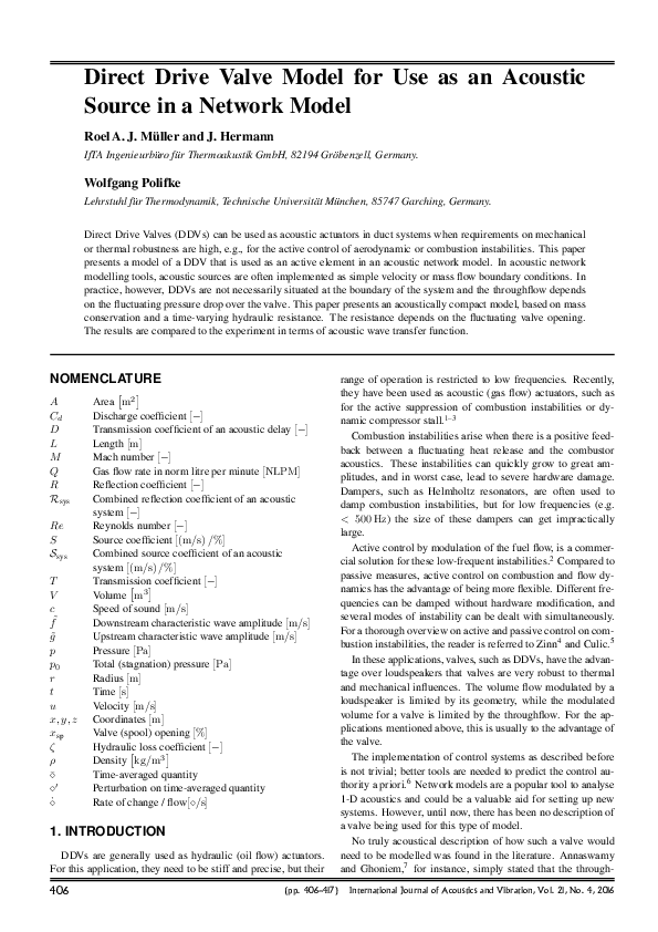 (PDF) Direct drive valve model for use as an acoustic source in a ...