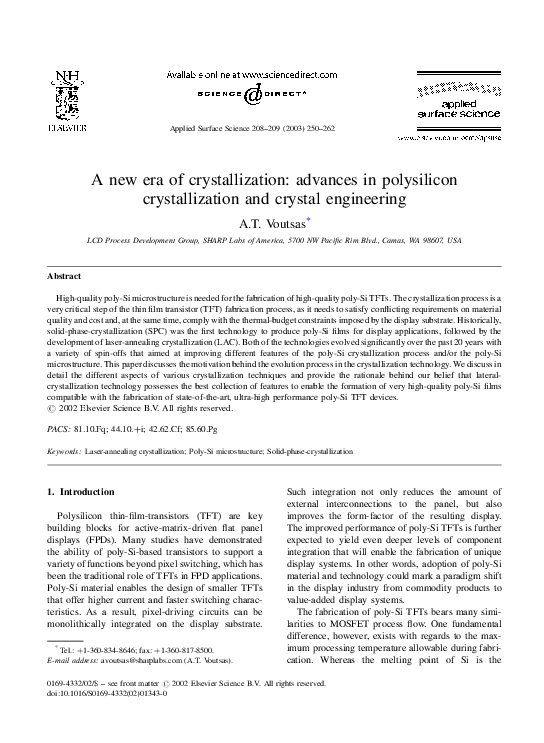 (PDF) A new era of crystallization: advances in polysilicon ...