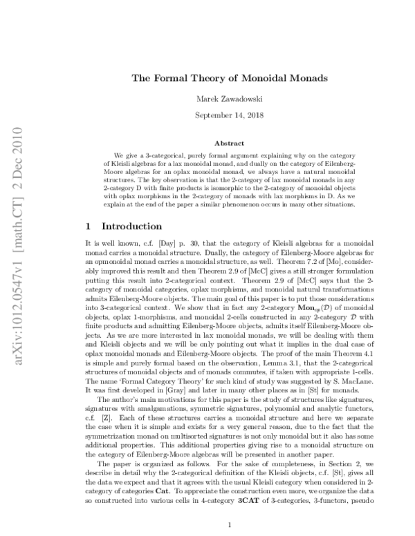 (PDF) The formal theory of monoidal monads